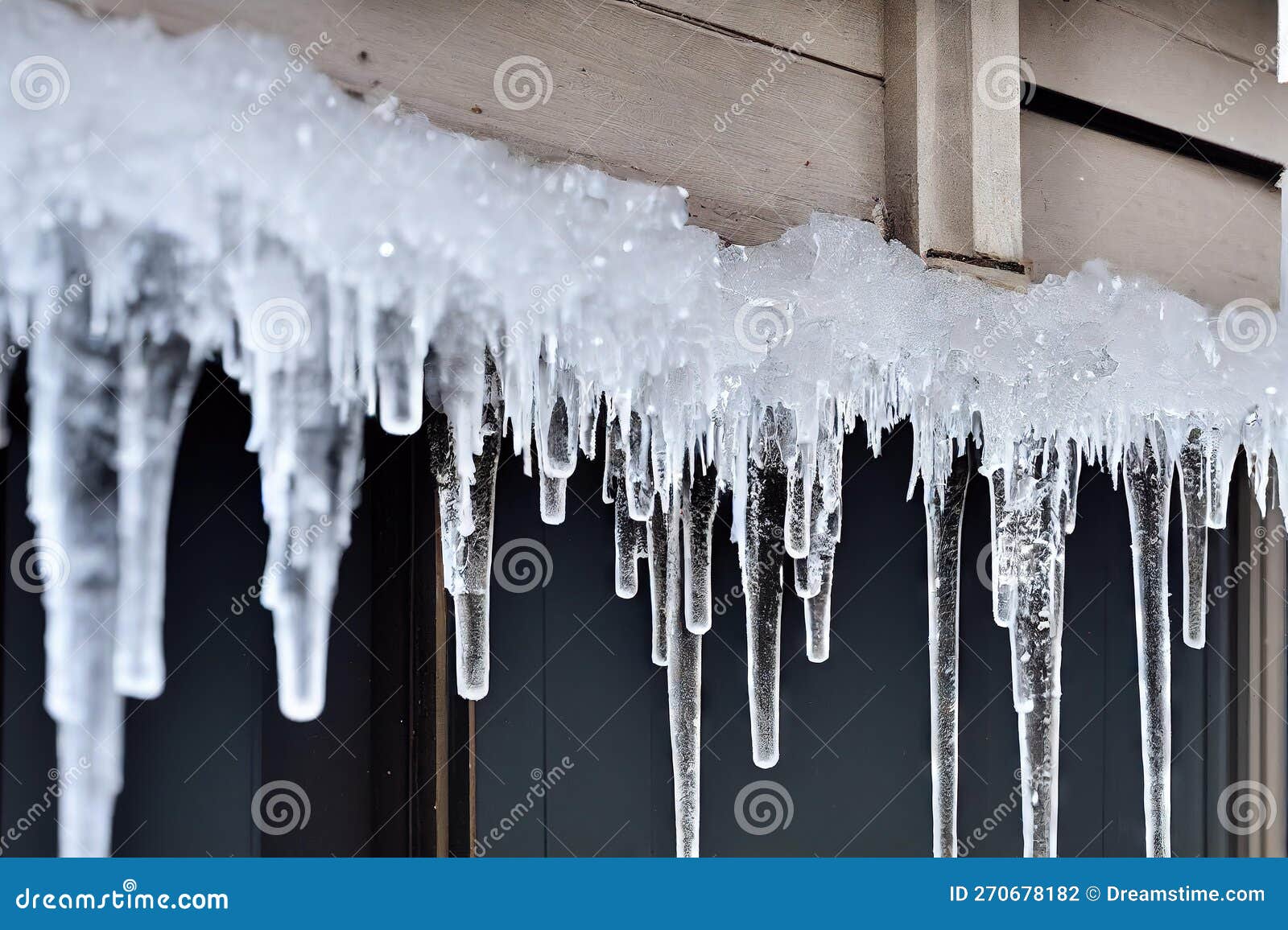 Small Transparent Crystal Icicles on House on Wall. Stock Illustration ...