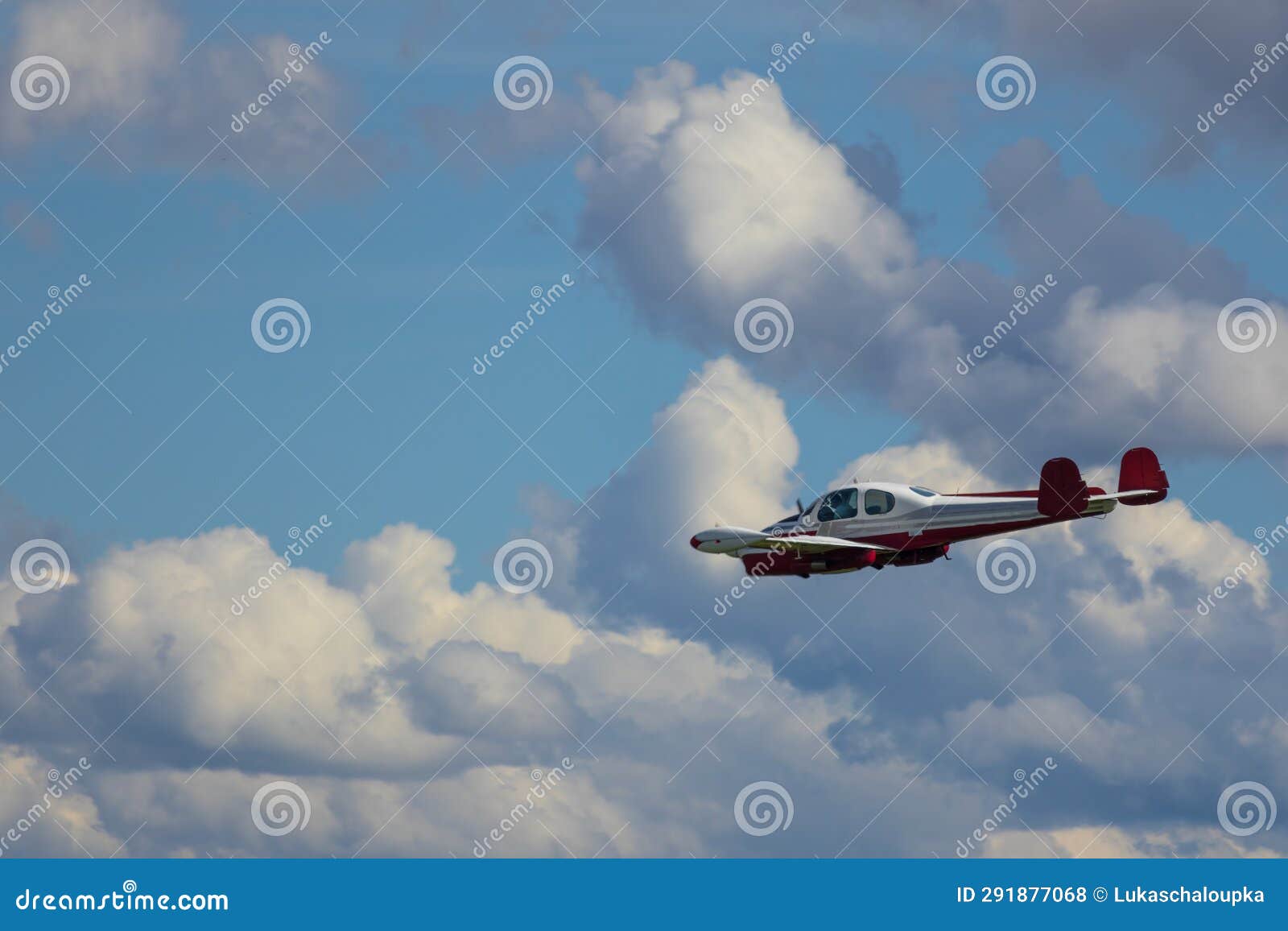 Small Transportation Plane Fly on Cloudy Sky Stock Photo - Image of ...