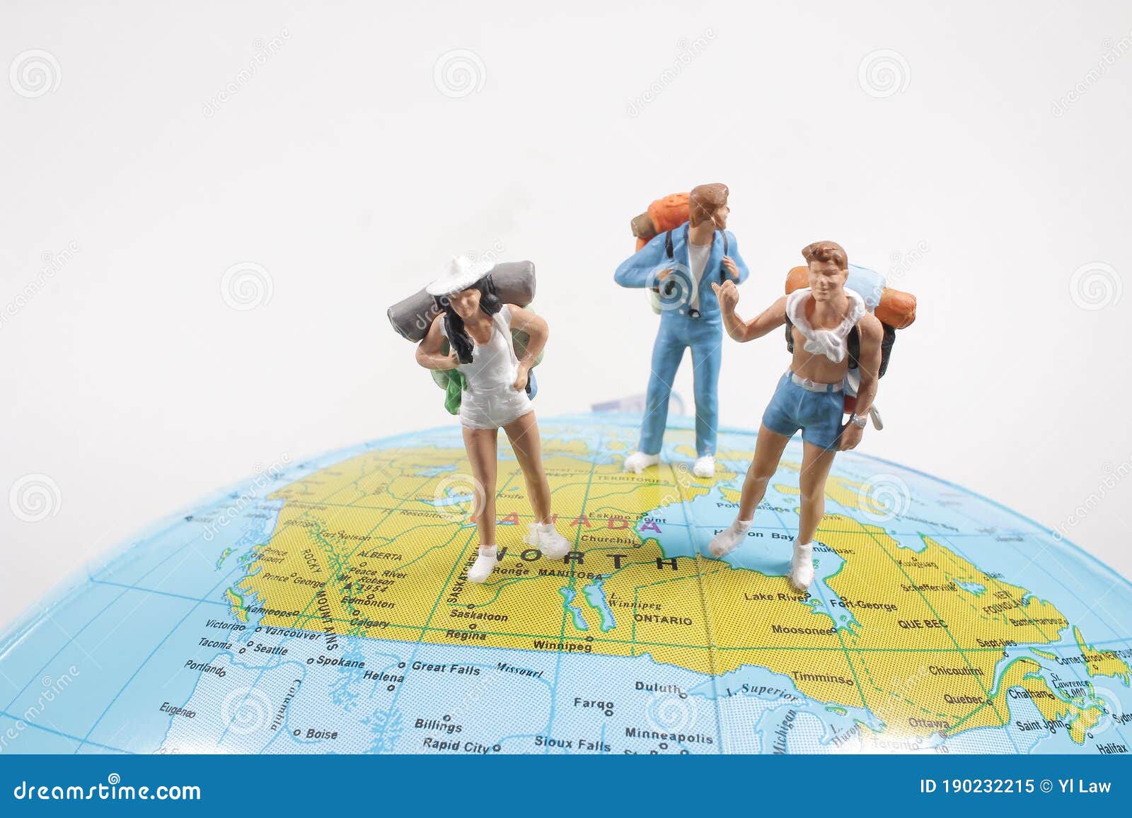 A Small Traveler Figures with Backpack Standing on Earth Stock Image ...