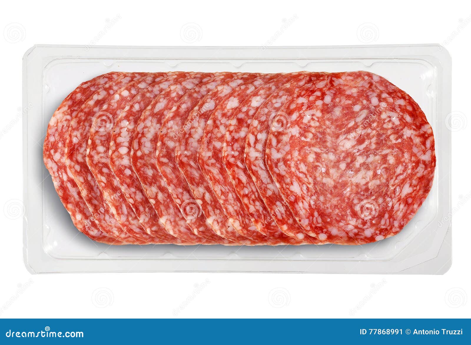 Small Tray Packaged of Presliced Salame Stock Image - Image of snack ...