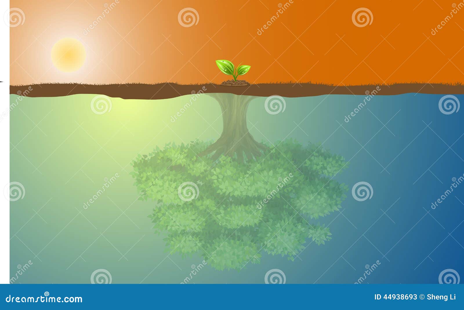 Small Tree and Big Reflection Stock Vector - Illustration of business ...