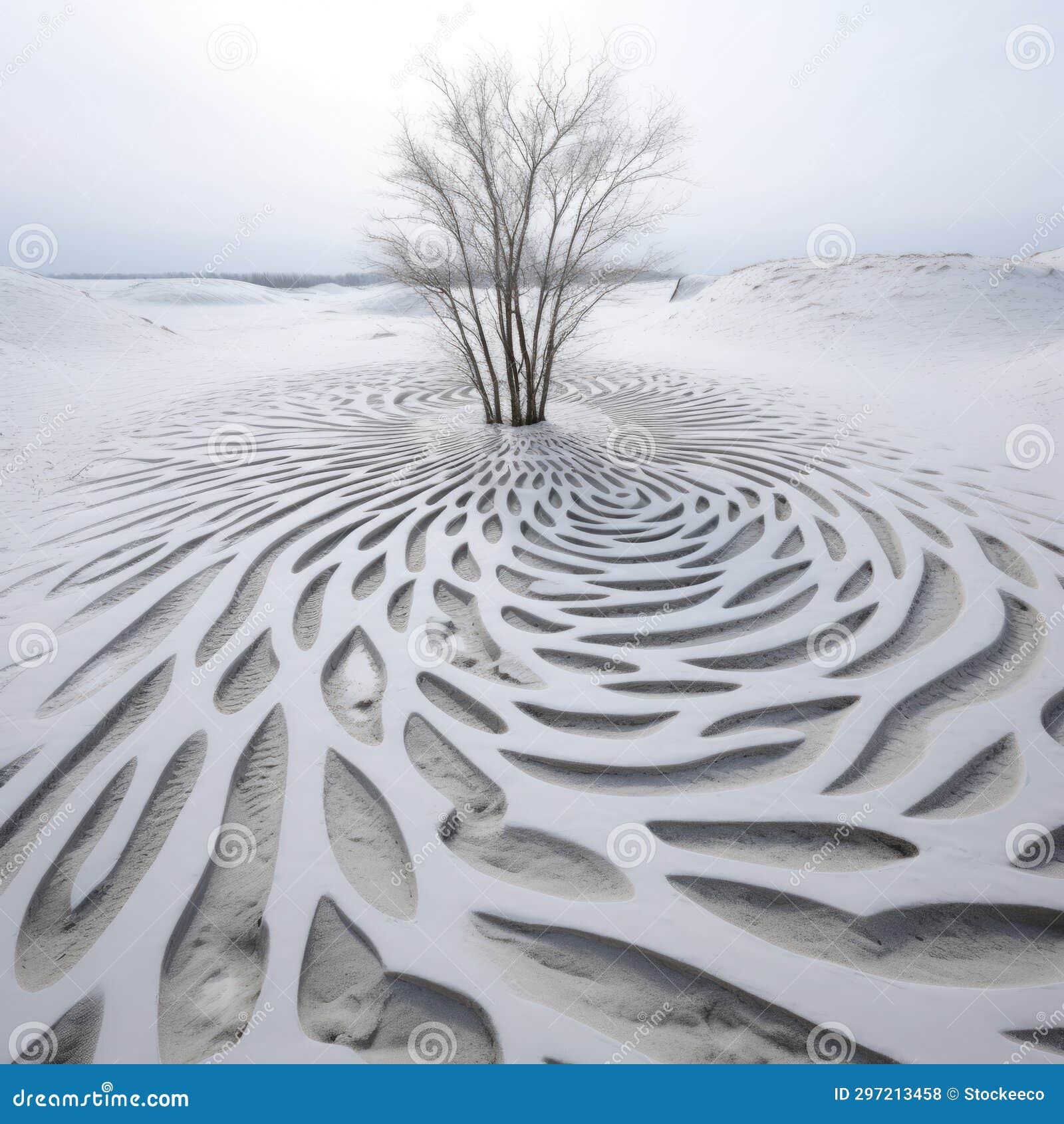 Spiral Tree in Snow: Captivating Land Art with Organic Shapes Stock ...