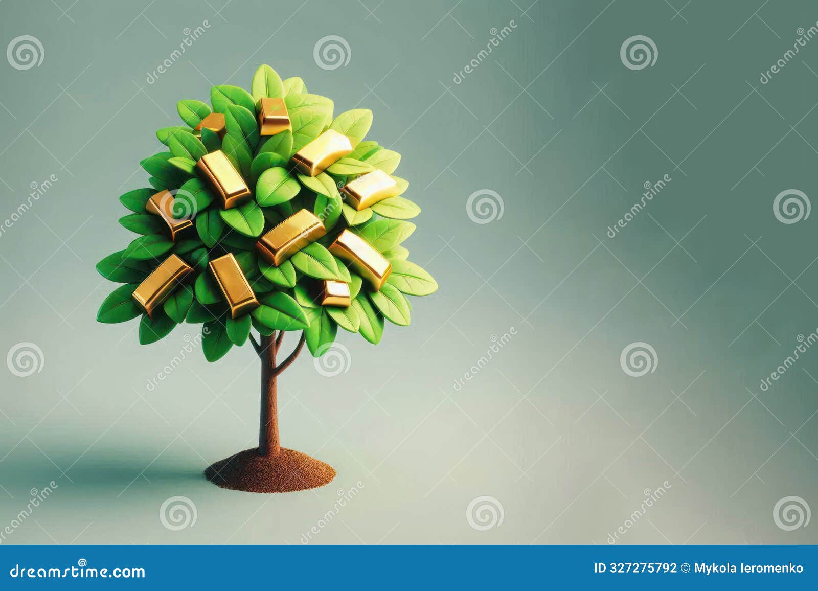 A Small Tree with Gold Bars. Space for Text. Stock Photo - Image of ...