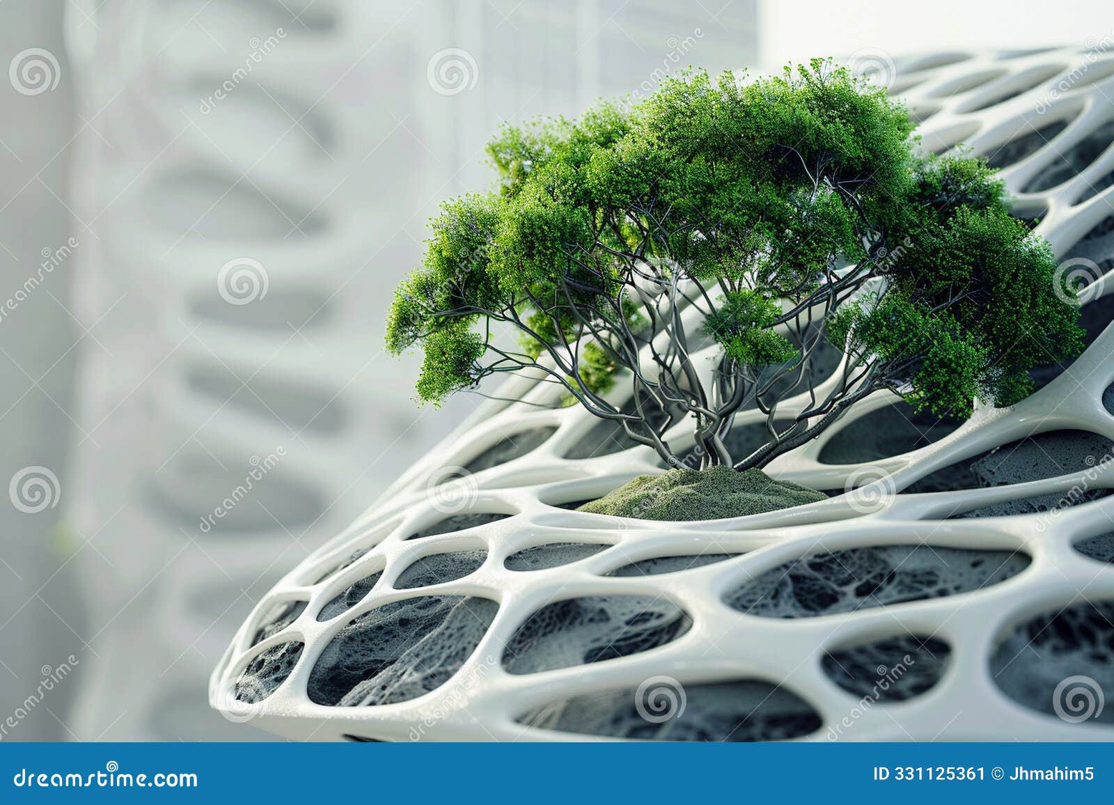 A Small Tree Growing on a Futuristic Structure Stock Illustration ...