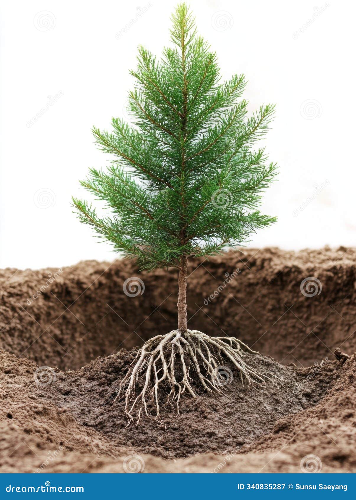 A Small Tree is Growing in a Hole in the Ground Stock Illustration ...
