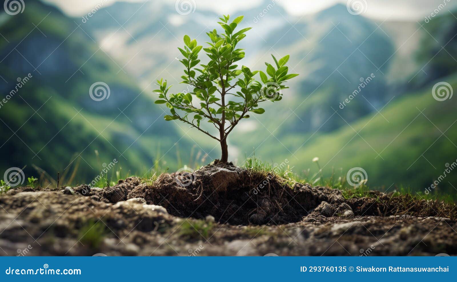 The Small Tree is Growing Out of an Old Tree. Stock Image - Image of ...