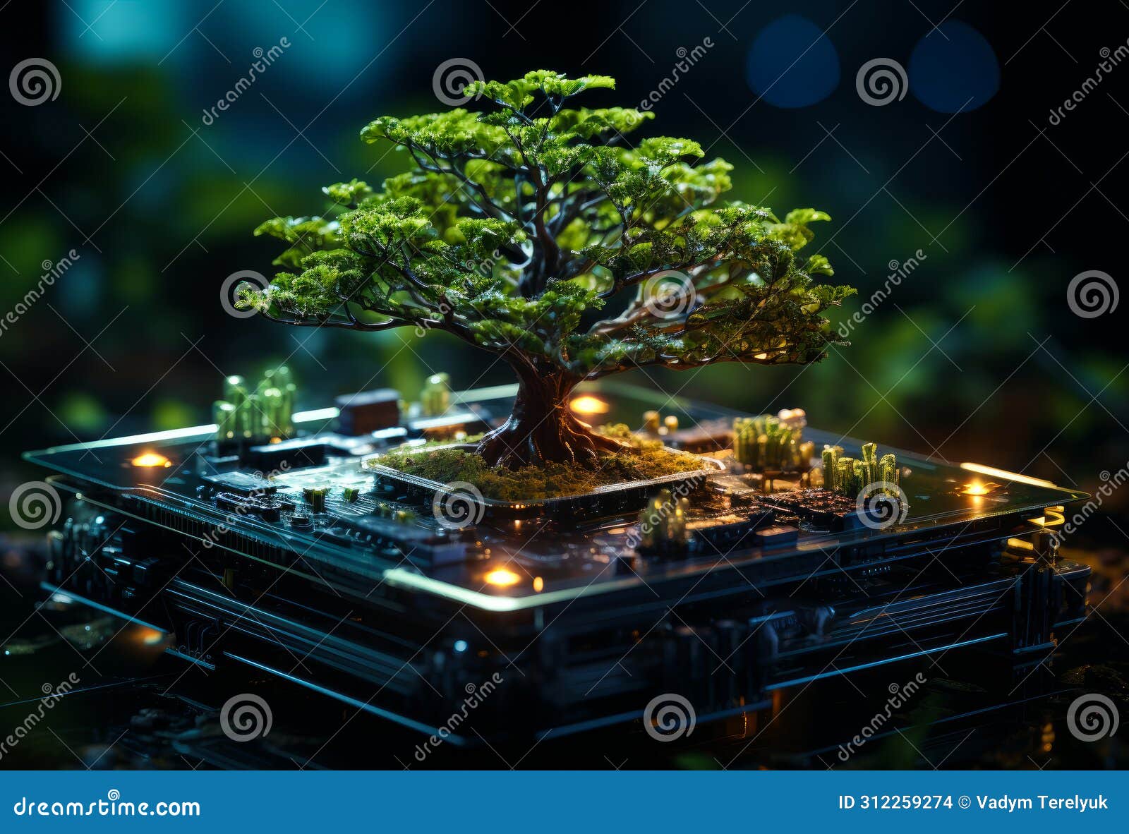 Small Tree Grows on Computer Motherboard Stock Photo - Image of ...