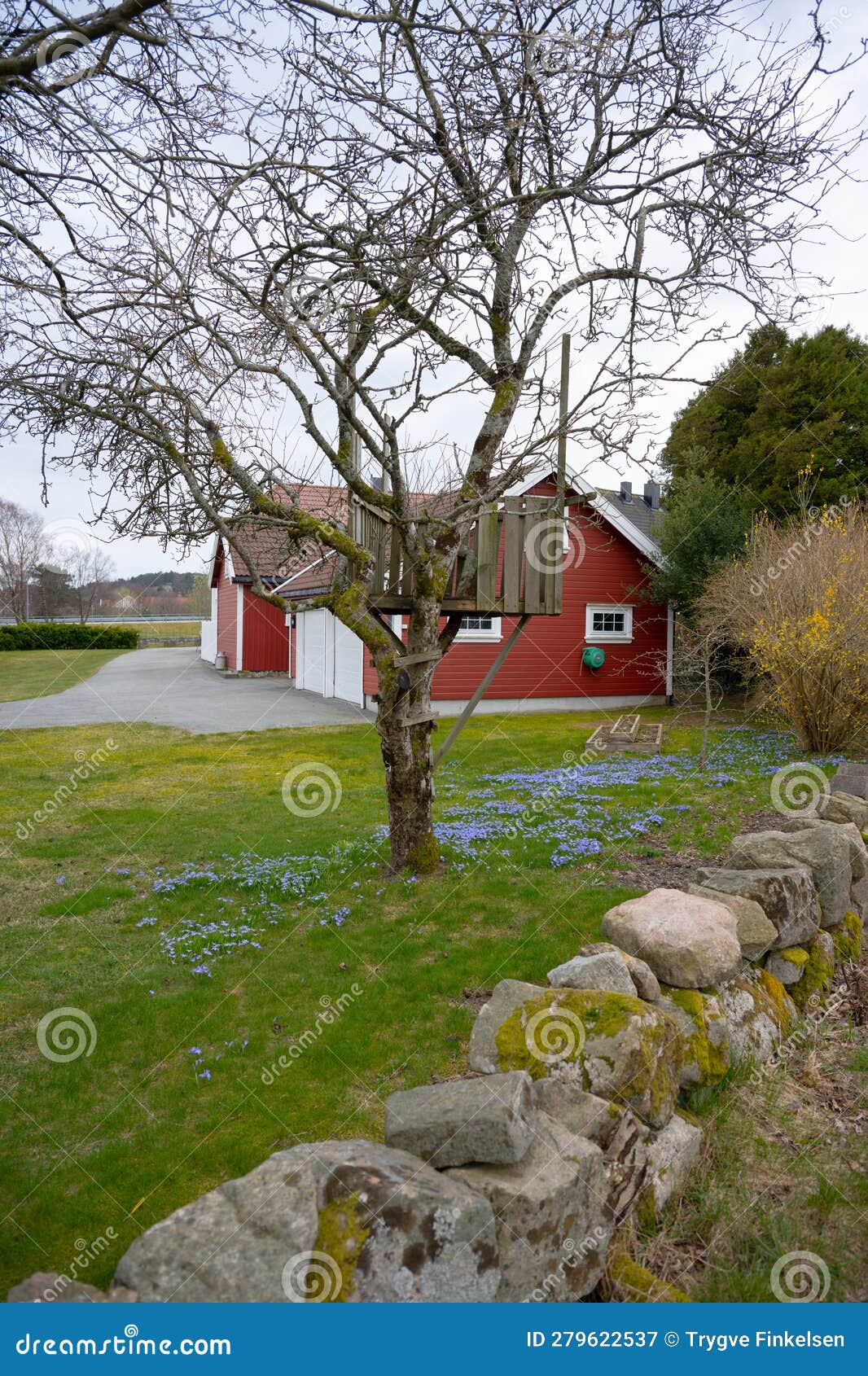 Small Tree House in a Tree in a Garden.. Stock Image - Image of small ...