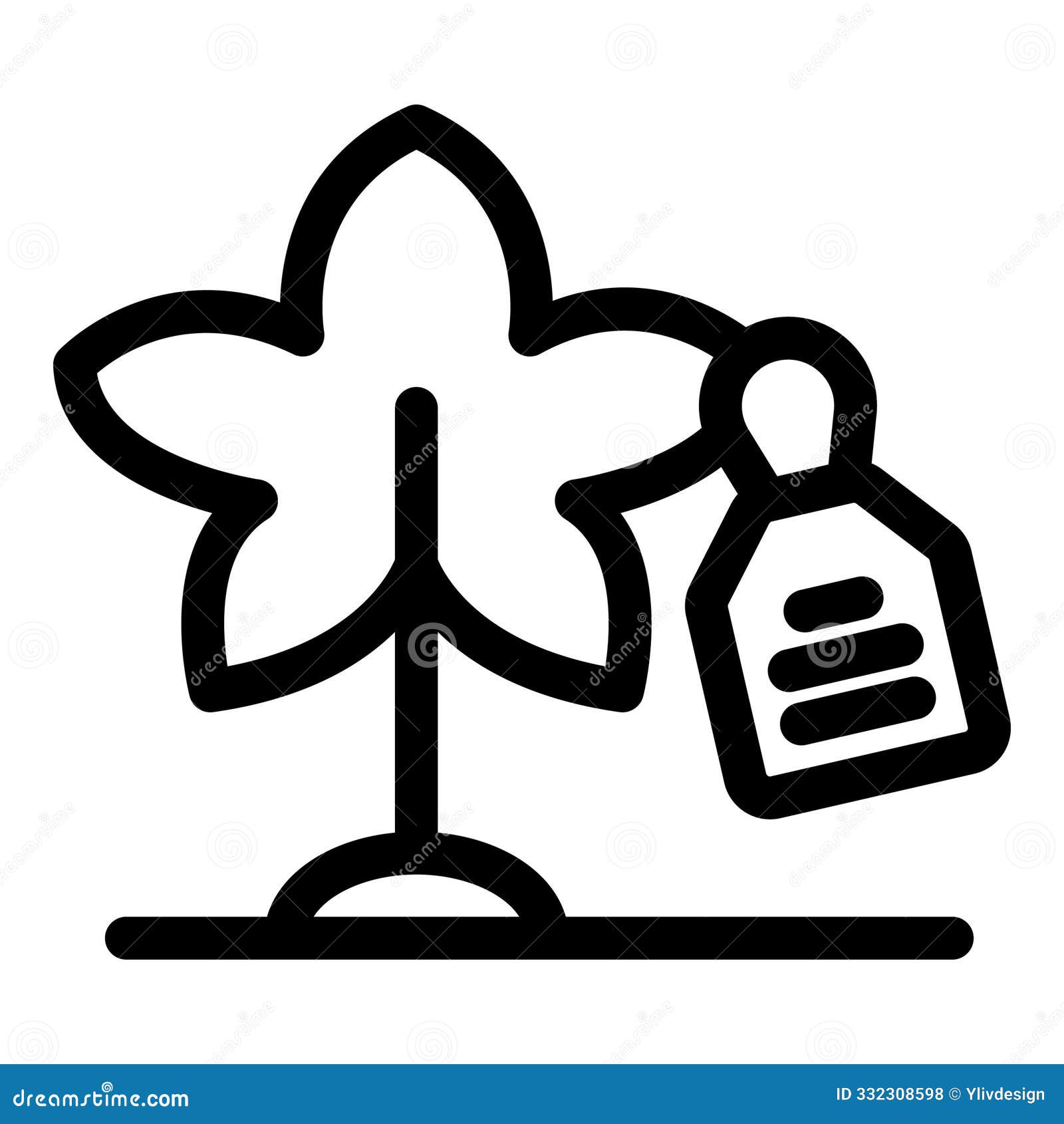 Small Tree with Label Icon Thin Line Vector. Growing Stock Illustration ...