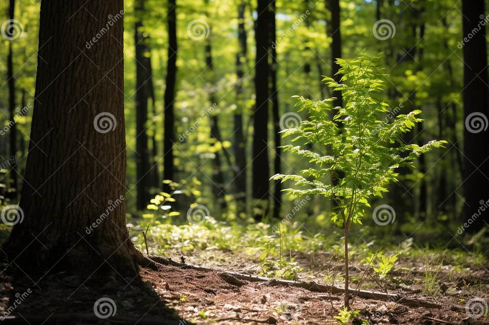A Small Tree Overshadowed by Tall Trees Stock Image - Image of ...