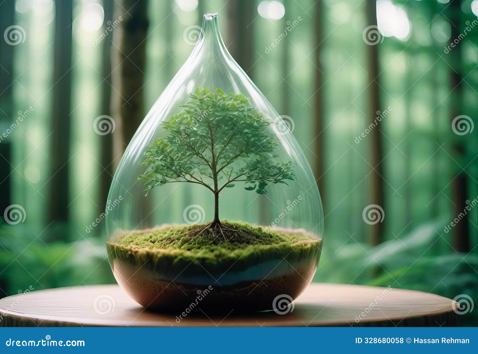 A Small Tree or Plant Growing Inside a Glass Teardrop-shaped Stock ...