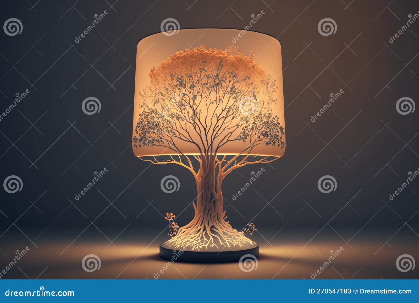 A Small Tree Planted in Desk Lamp. Concept of Energy Saving, Renewable ...