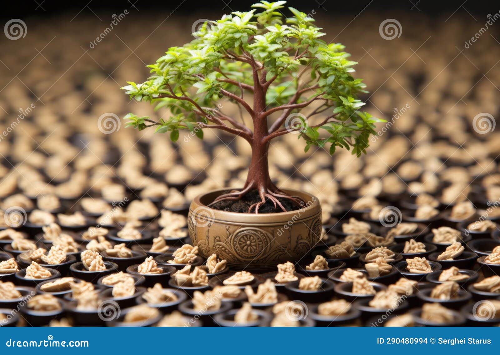A Small Tree in a Pot on a Table. AI. Stock Illustration - Illustration ...