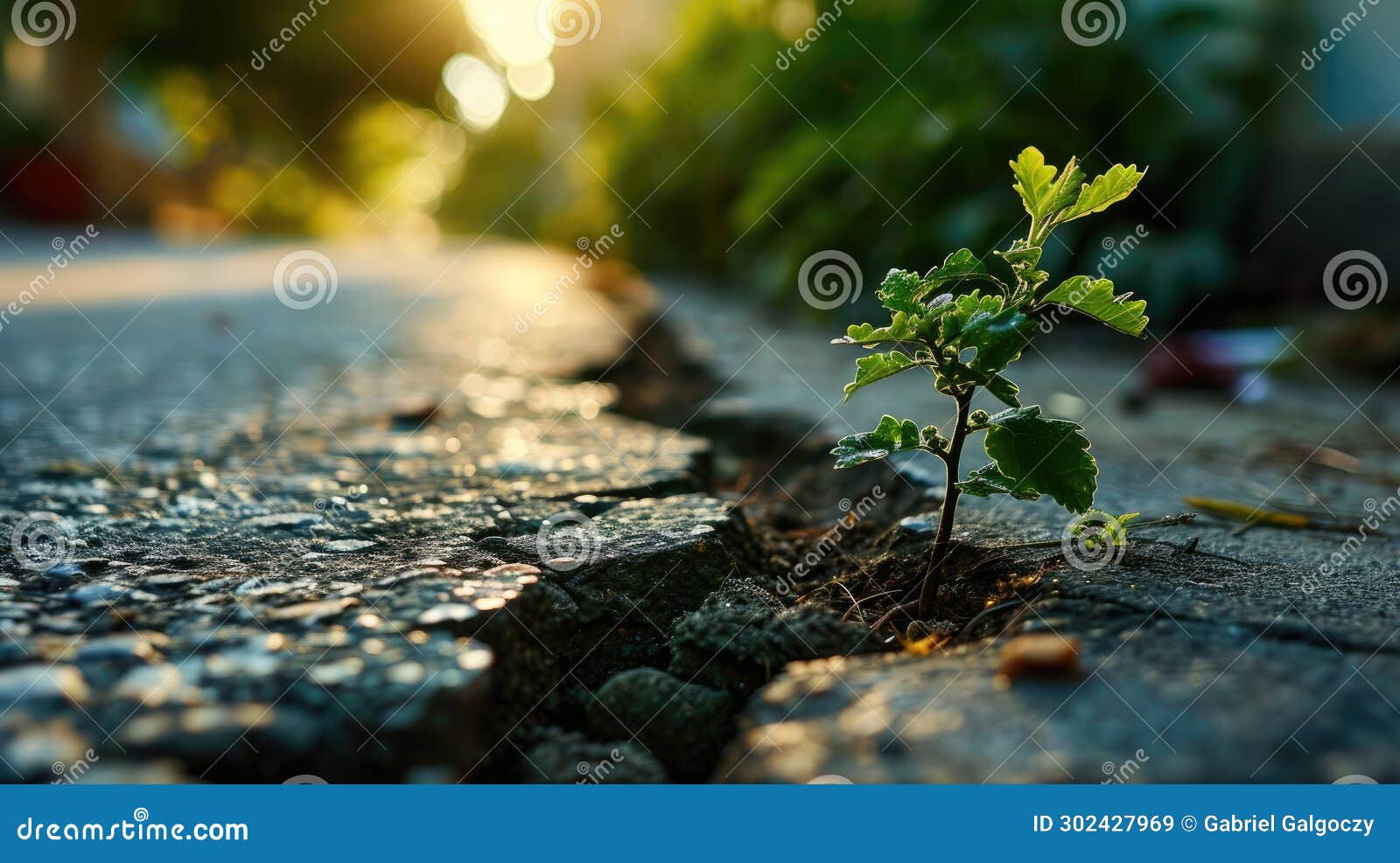 Small Tree Sapling Growing Out of Concrete Pavement on the Road Stock ...