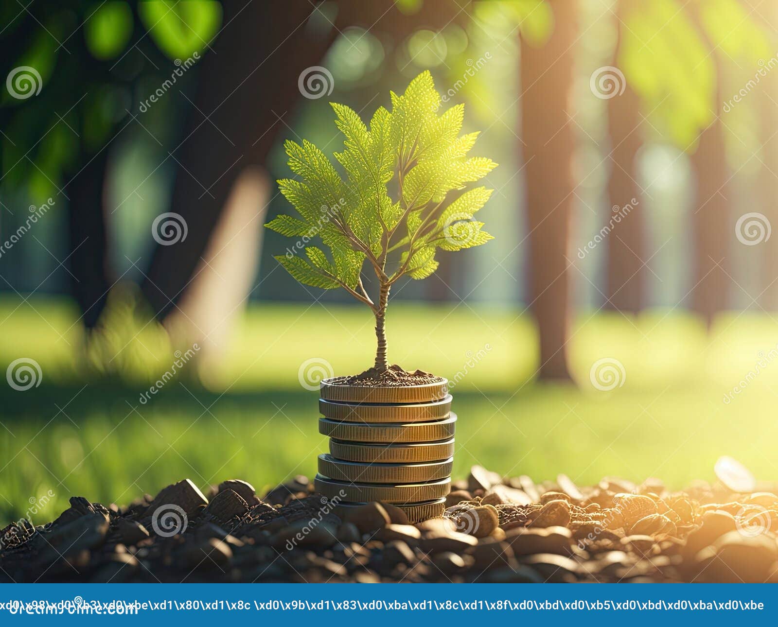 Small Tree on Stack Coins. Ai Generative Stock Illustration ...