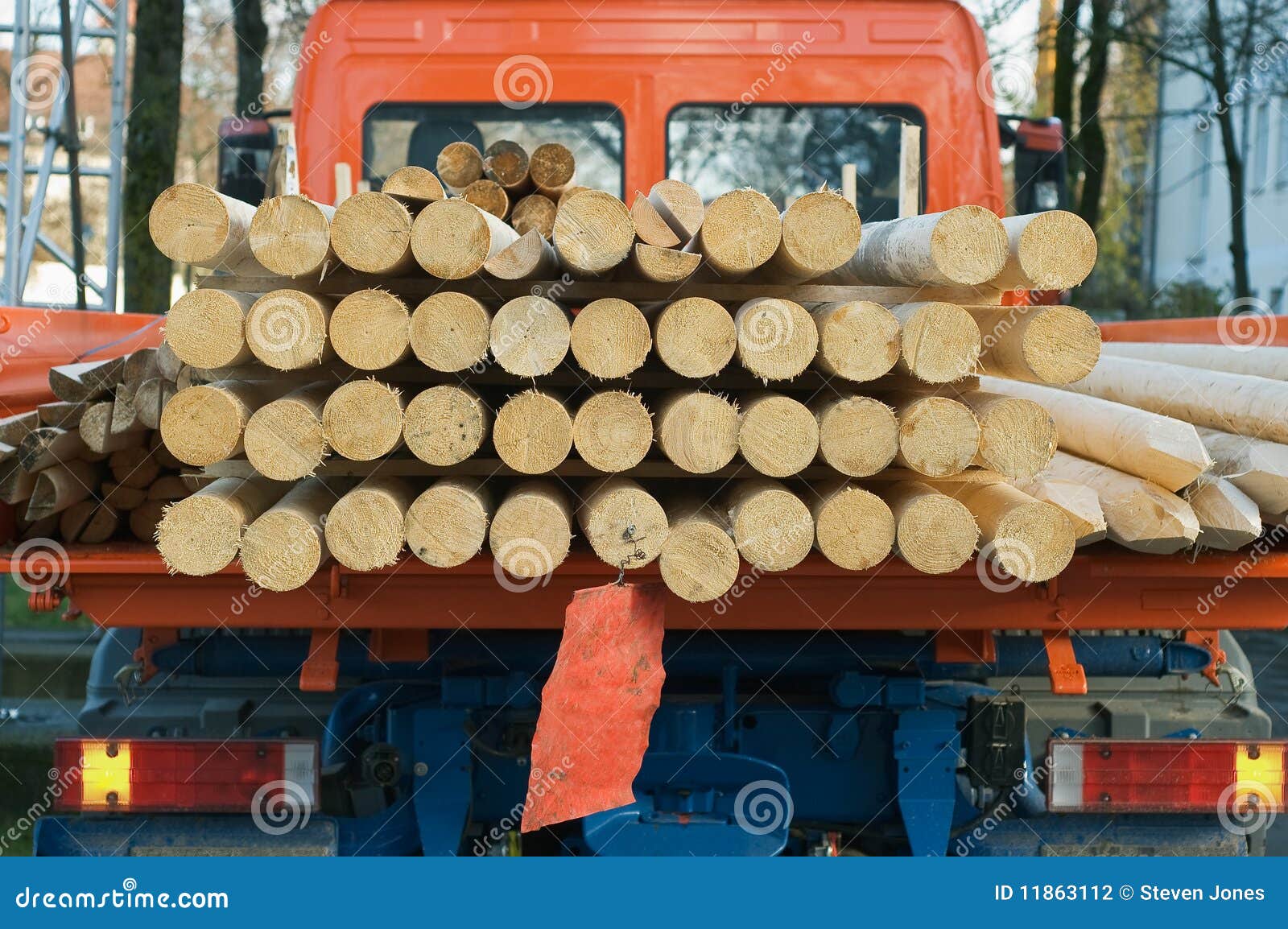 Small Truck Transporting Wood Stock Photo - Image of carpentry ...