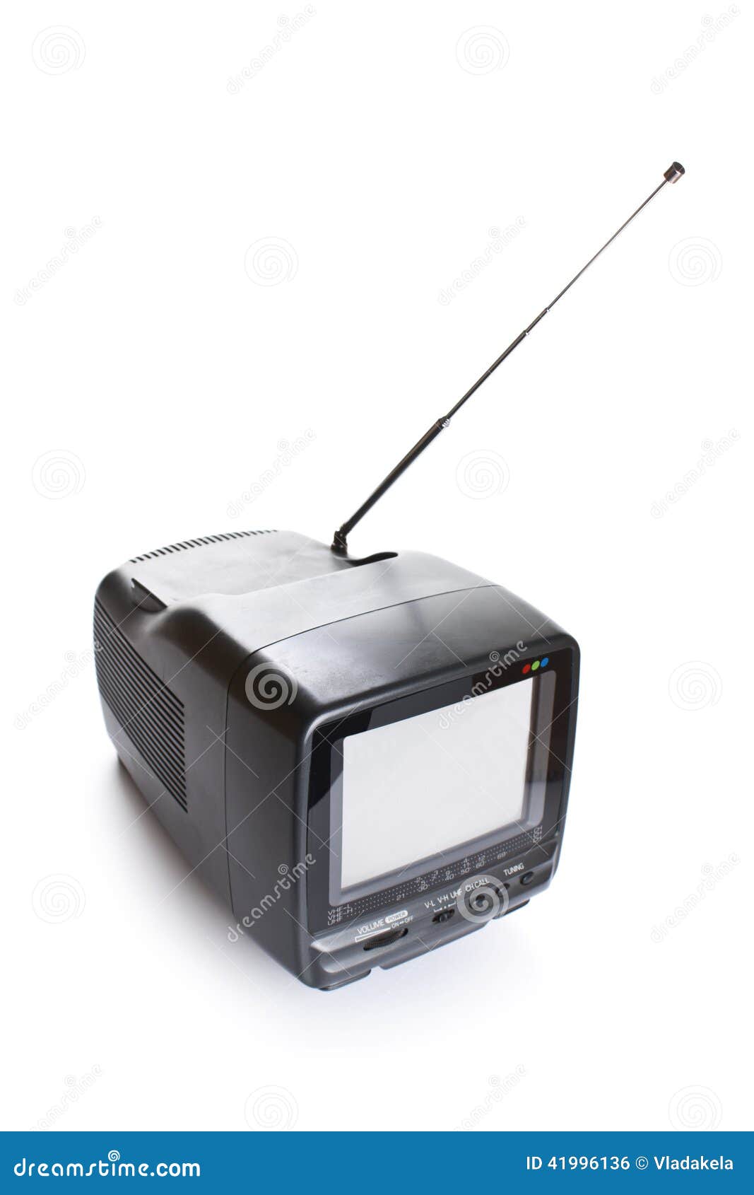Small TV Set with Blank White Screen Stock Photo - Image of broadcast ...