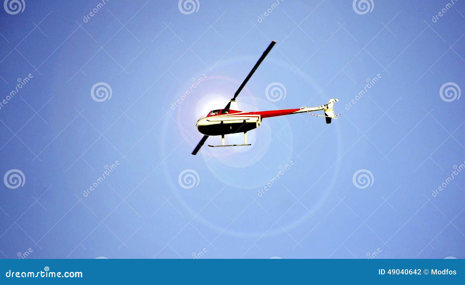 Small Two Man Helicopter stock photo. Image of rotating - 49040642