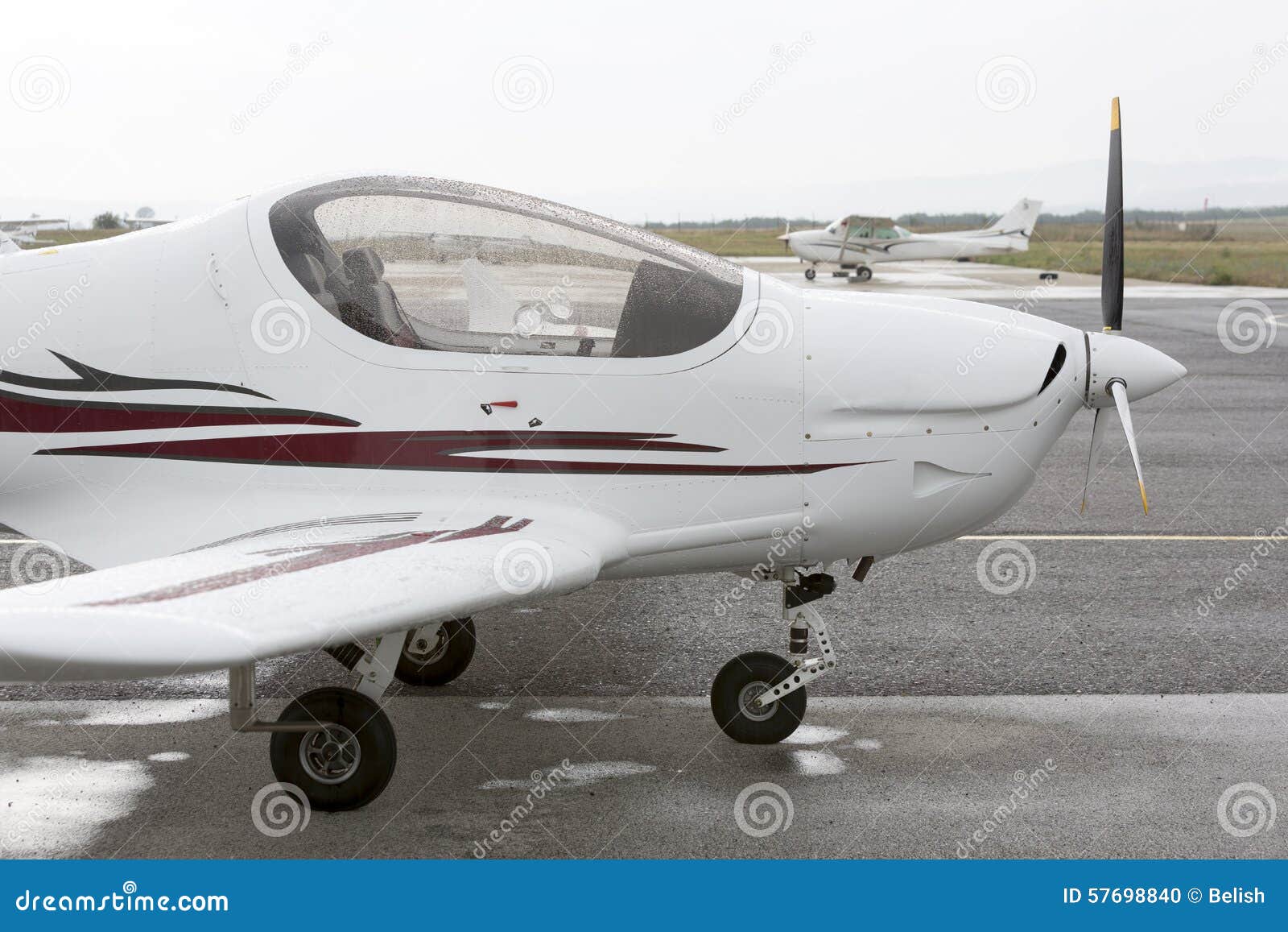Small Two-seated Propeller Airplane Stock Photo - Image of runway ...