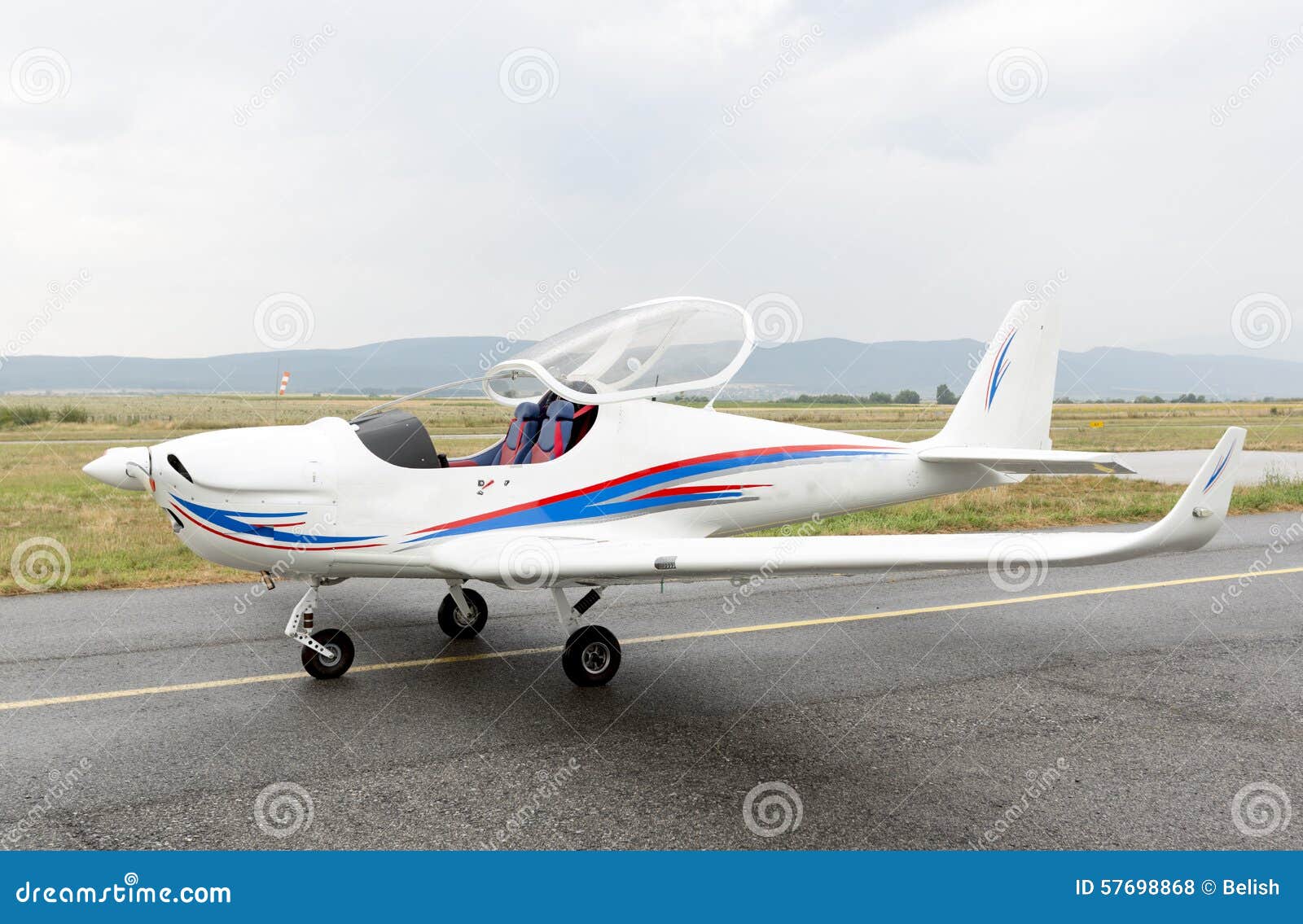 Small Two-seated Propeller Airplane Stock Photo - Image of action, side ...