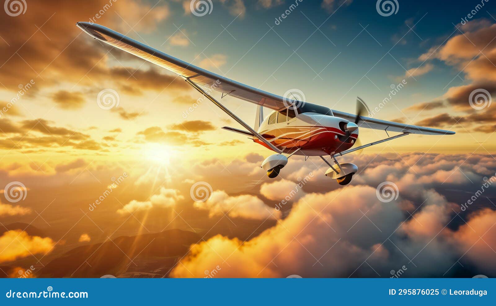 A Small Two-seater Airplane in the Sunset Light Stock Illustration ...