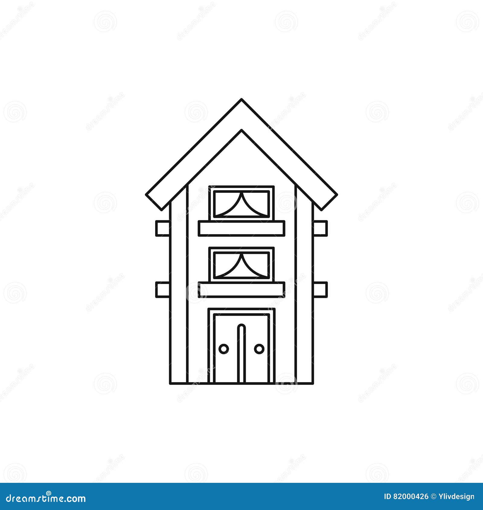 Small Two Storey House Icon, Outline Style Stock Vector - Illustration ...