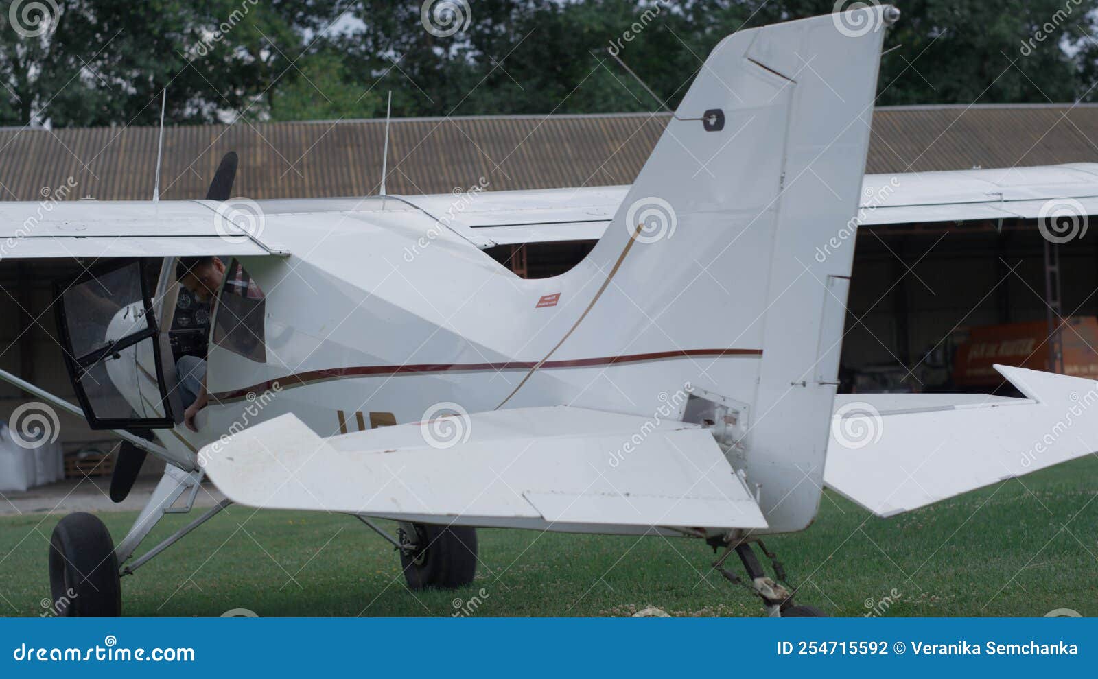 Small Airplane Moving Flaps on Preflight Checking Process. Plane ...
