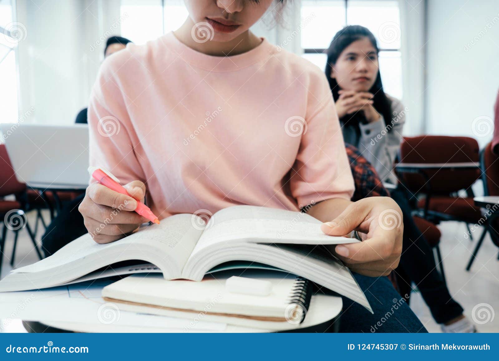 Small University Students Group Study and Discussion Together. Stock ...
