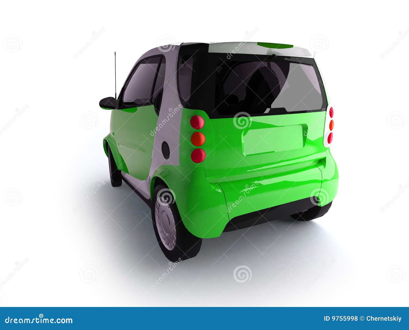 Small Urban Green Car Back View Stock Illustration - Illustration of ...