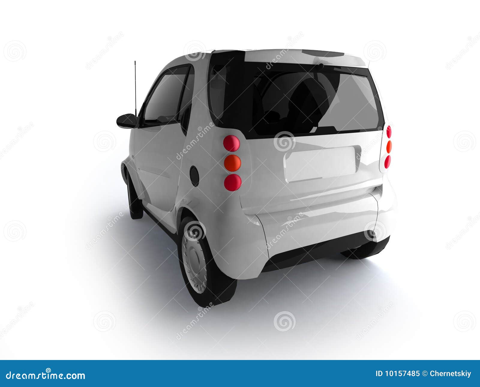 Small Urban White Car Back View Stock Illustration - Illustration of ...