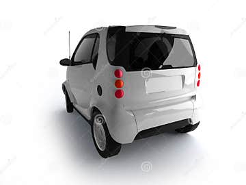 Small Urban White Car Back View Stock Illustration - Illustration of ...