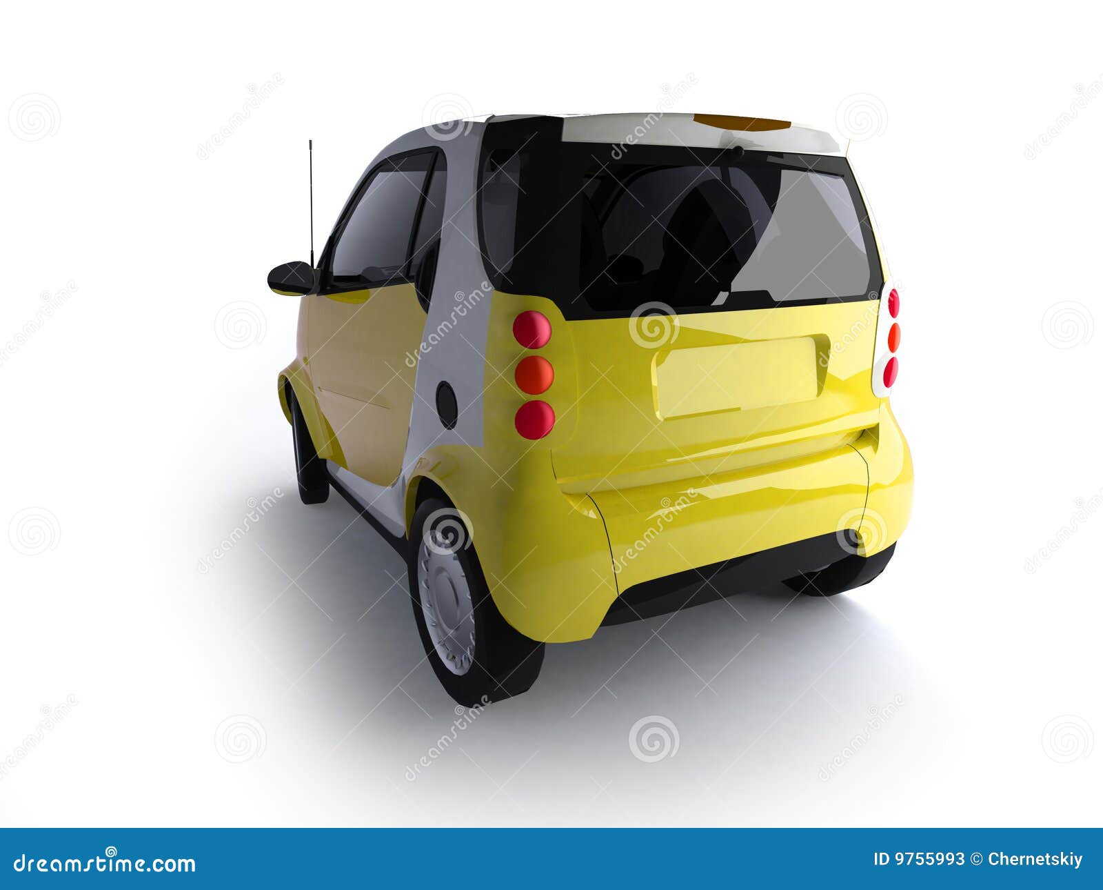Small Urban Yellow Car Back View Stock Illustration - Illustration of ...