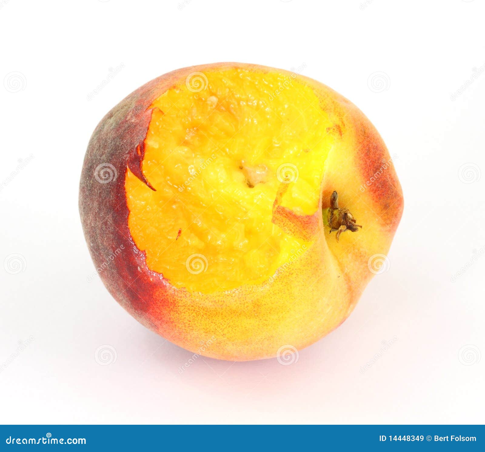 Small Utility Peach that Has One Bite Eaten Stock Image - Image of ...