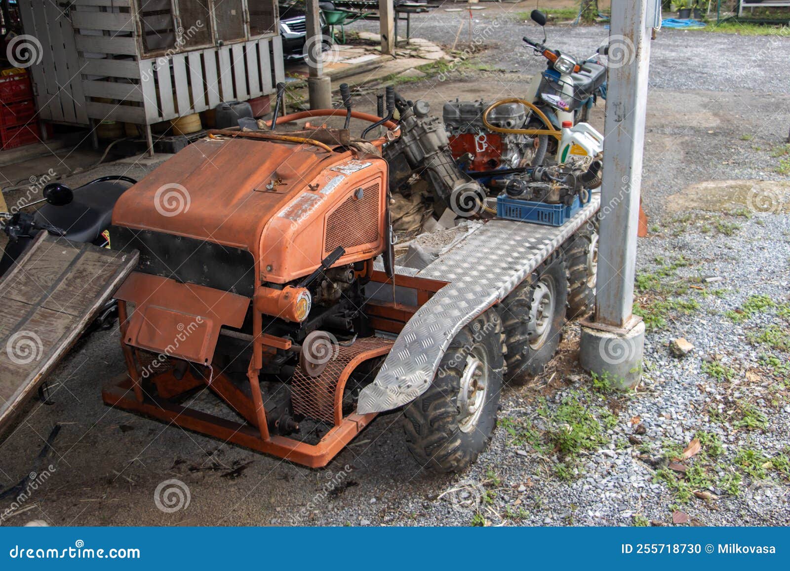 A Small Utility Vehicle 6x6 Wheels Parked on the Farm Stock Photo ...