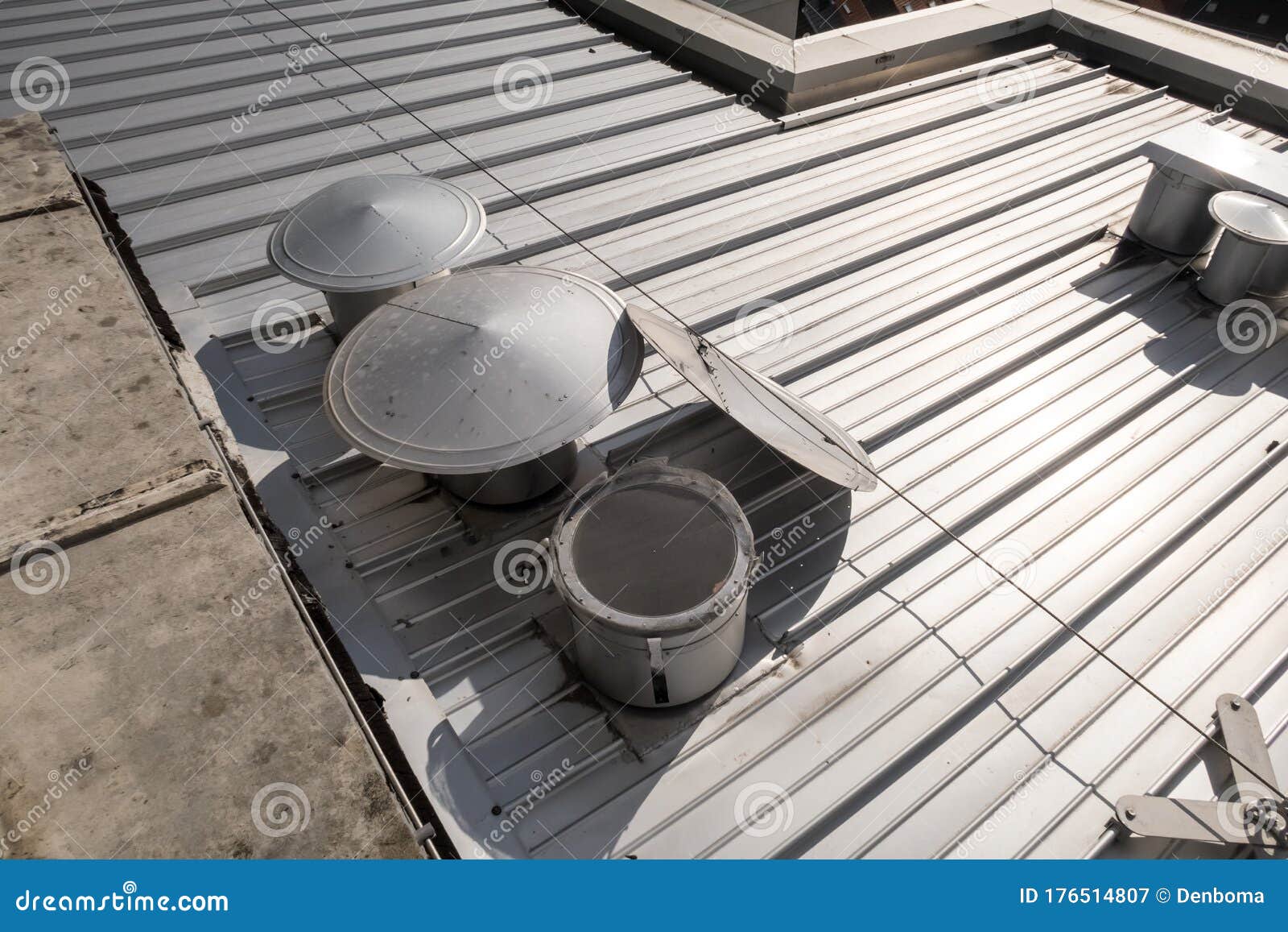 Small ventilation chimneys stock image. Image of chimneys - 176514807