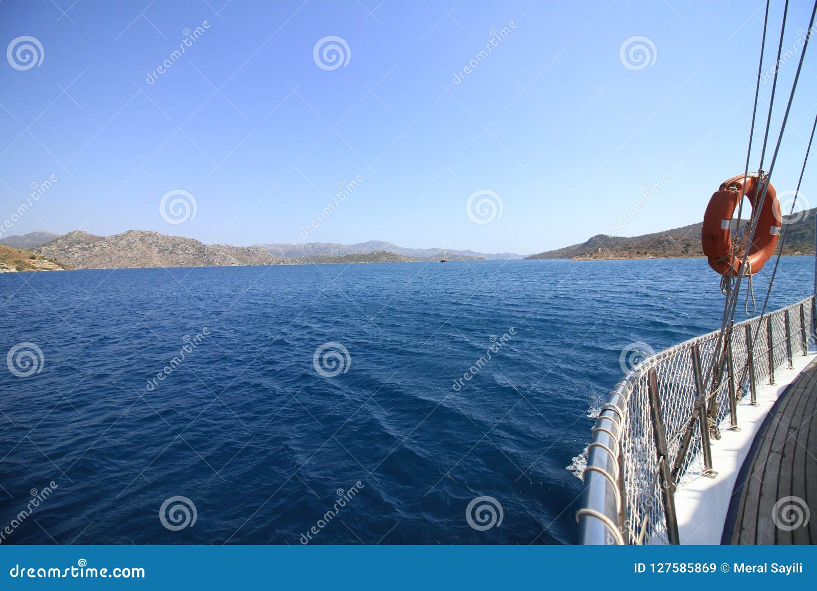 Empty boat in the sea stock image. Image of europa, cloud - 127585869