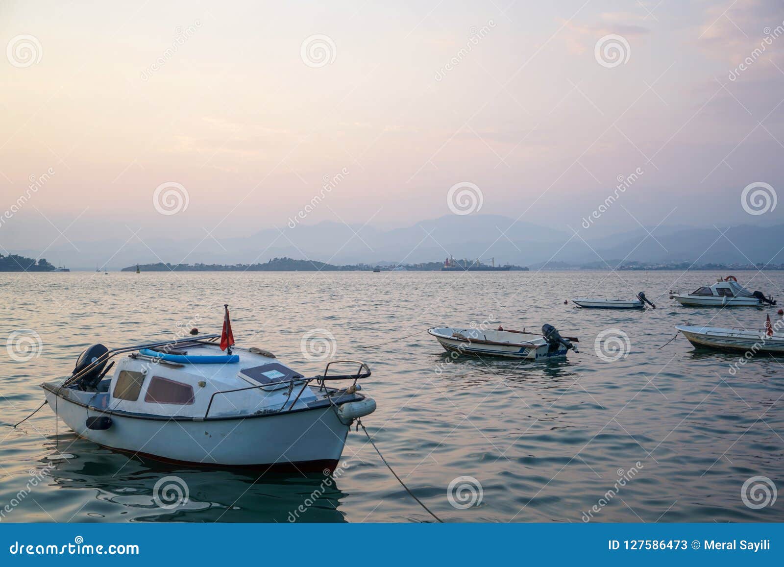 Empty boat in the sea editorial stock photo. Image of beach - 127586473