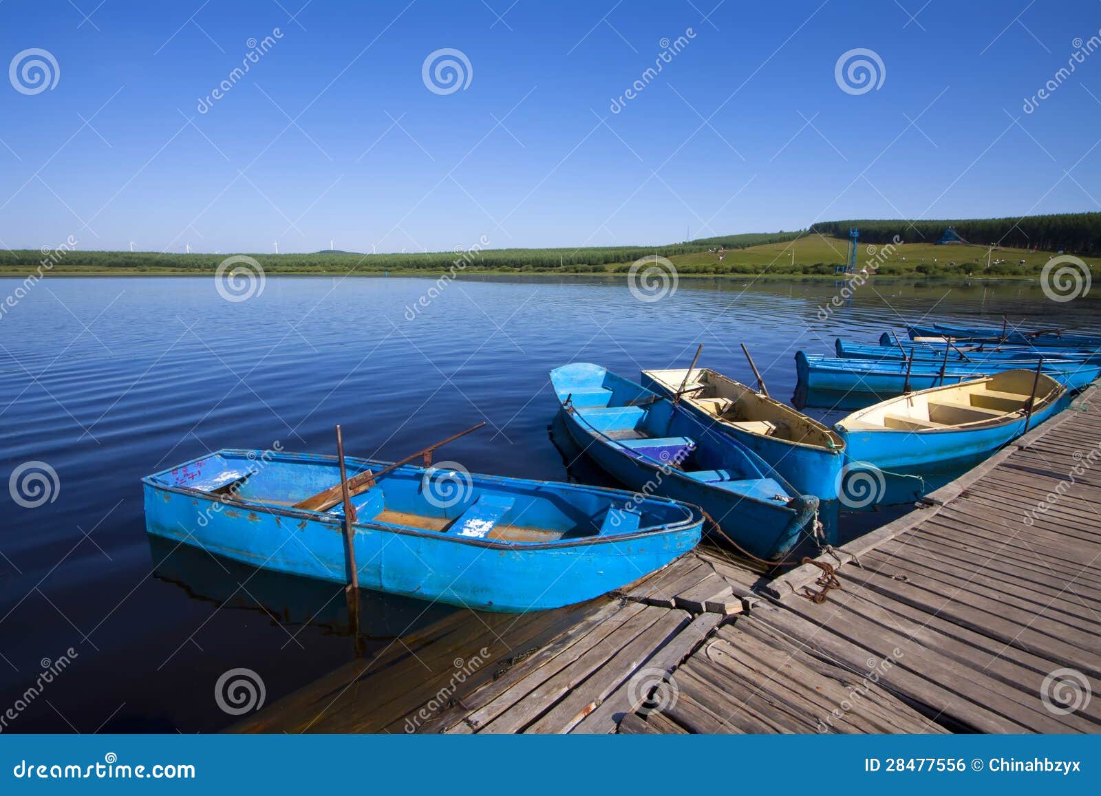 Small Vessels Arranged Together in a Lake, in the Fall Stock Photo ...