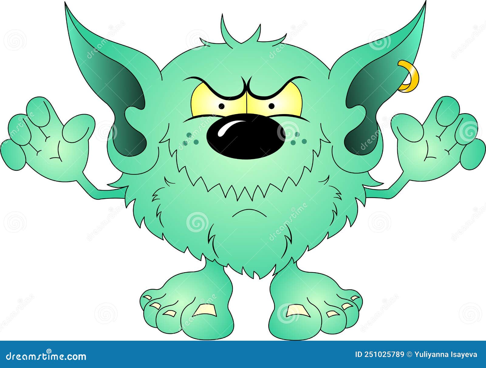 Small Vicious Monster with Big Ears Stock Vector - Illustration of ...