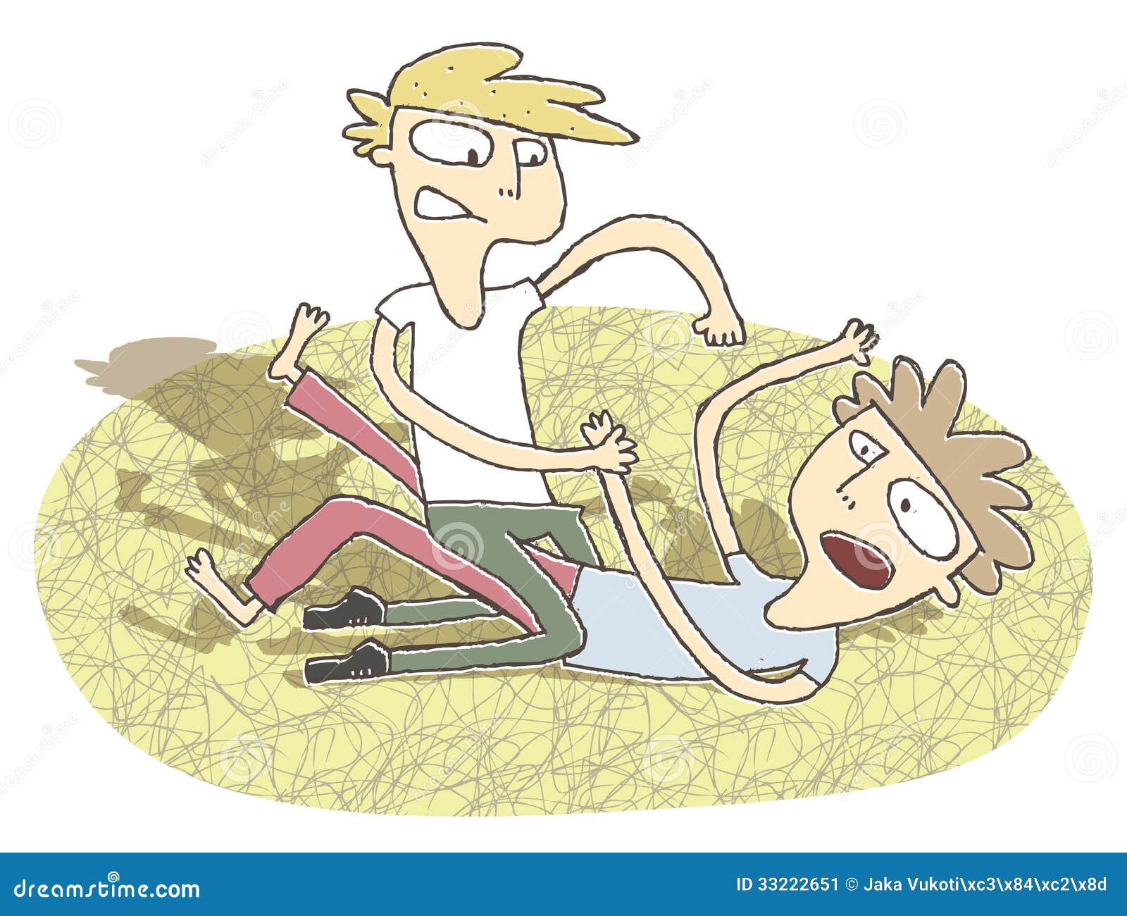 Small Vignette Illustration Of Two Boys Fighting Stock Image - Image ...
