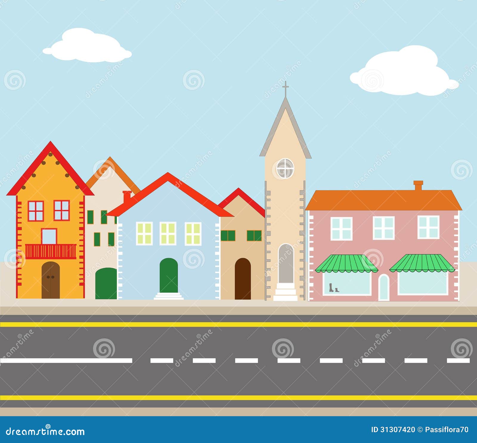 Small village stock vector. Illustration of cartoon, country - 31307420