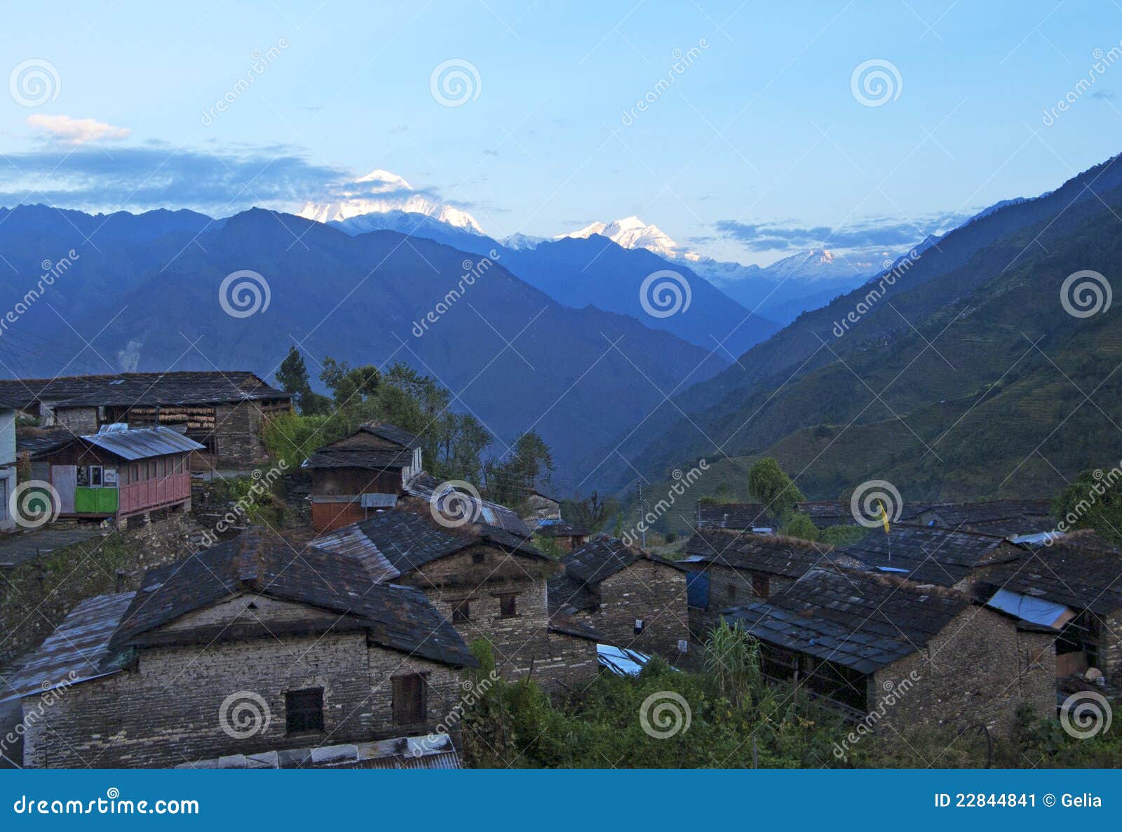 Small village in Nepal stock image. Image of himalaya - 22844841