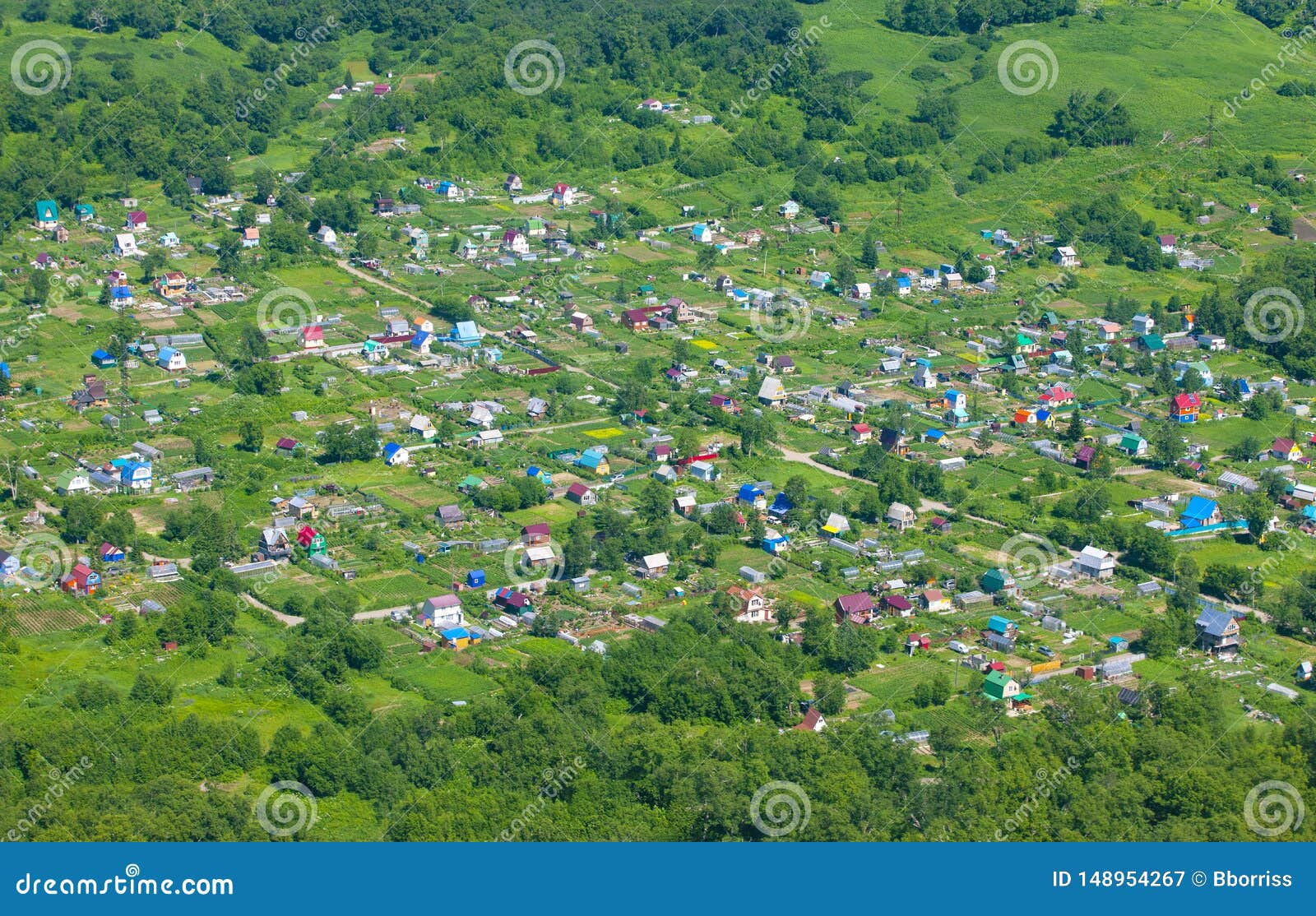 The Small Village at Summer. Bird Eye View Stock Image - Image of ...