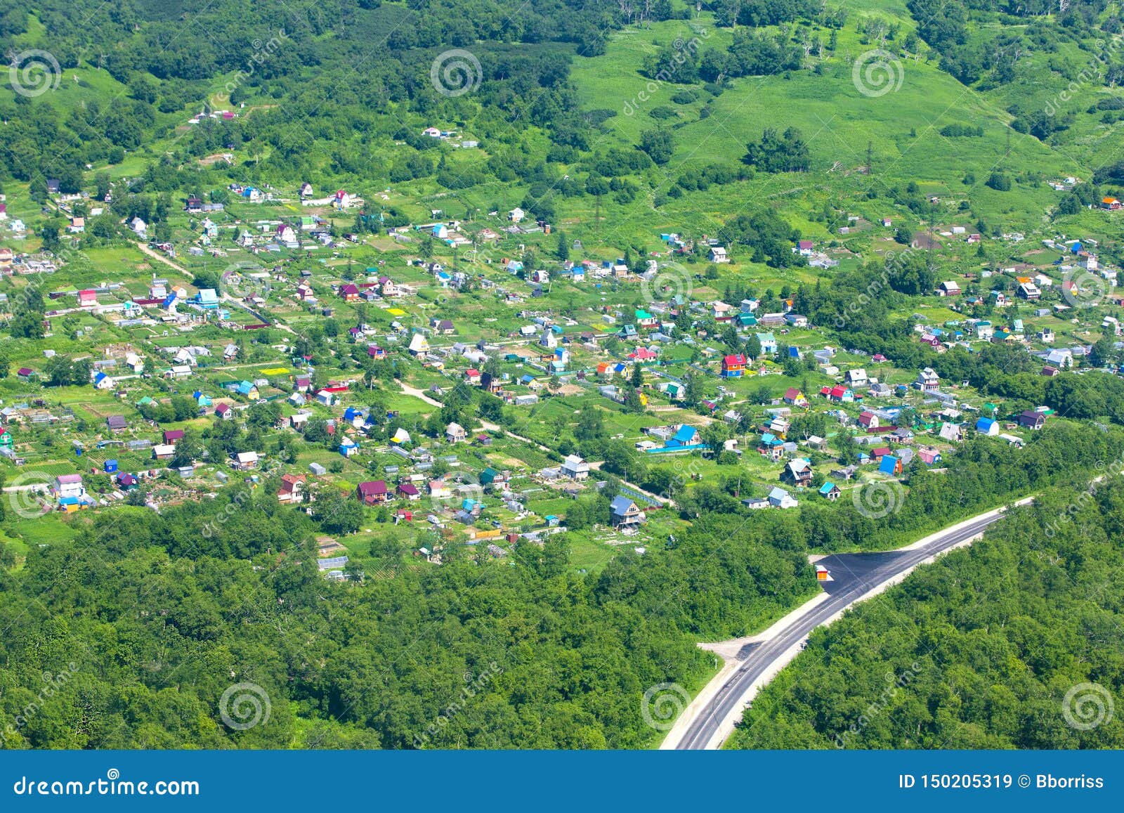 The Small Village at Summer. Bird Eye View Stock Image - Image of ...