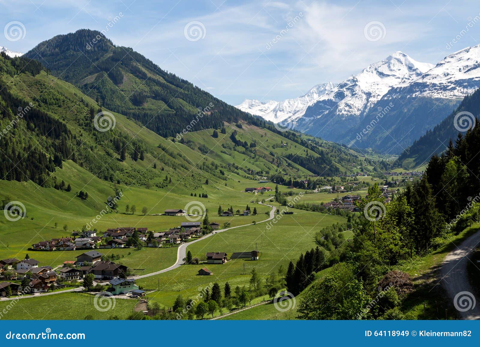 A Small Village in a Valley Stock Image - Image of blue, mountains ...