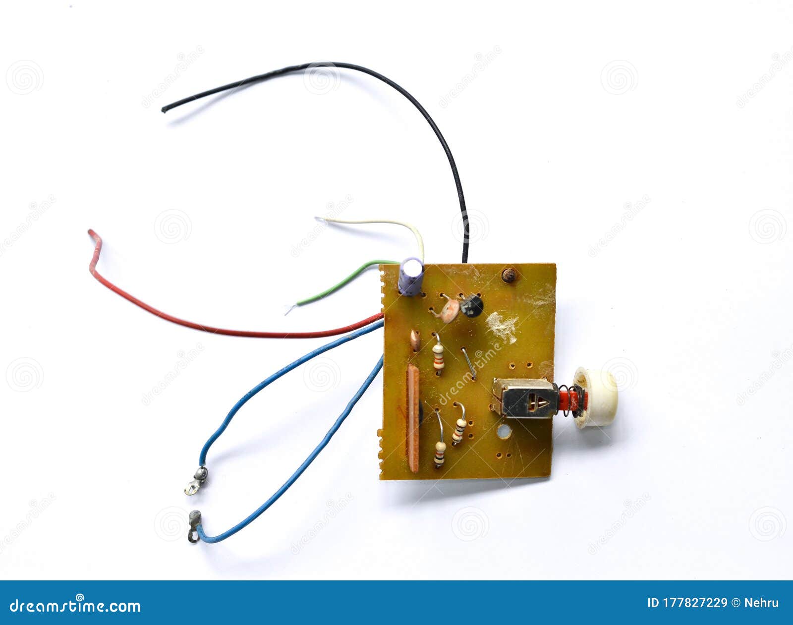 Small Vintage Circuit Board on White Stock Image - Image of circuit ...