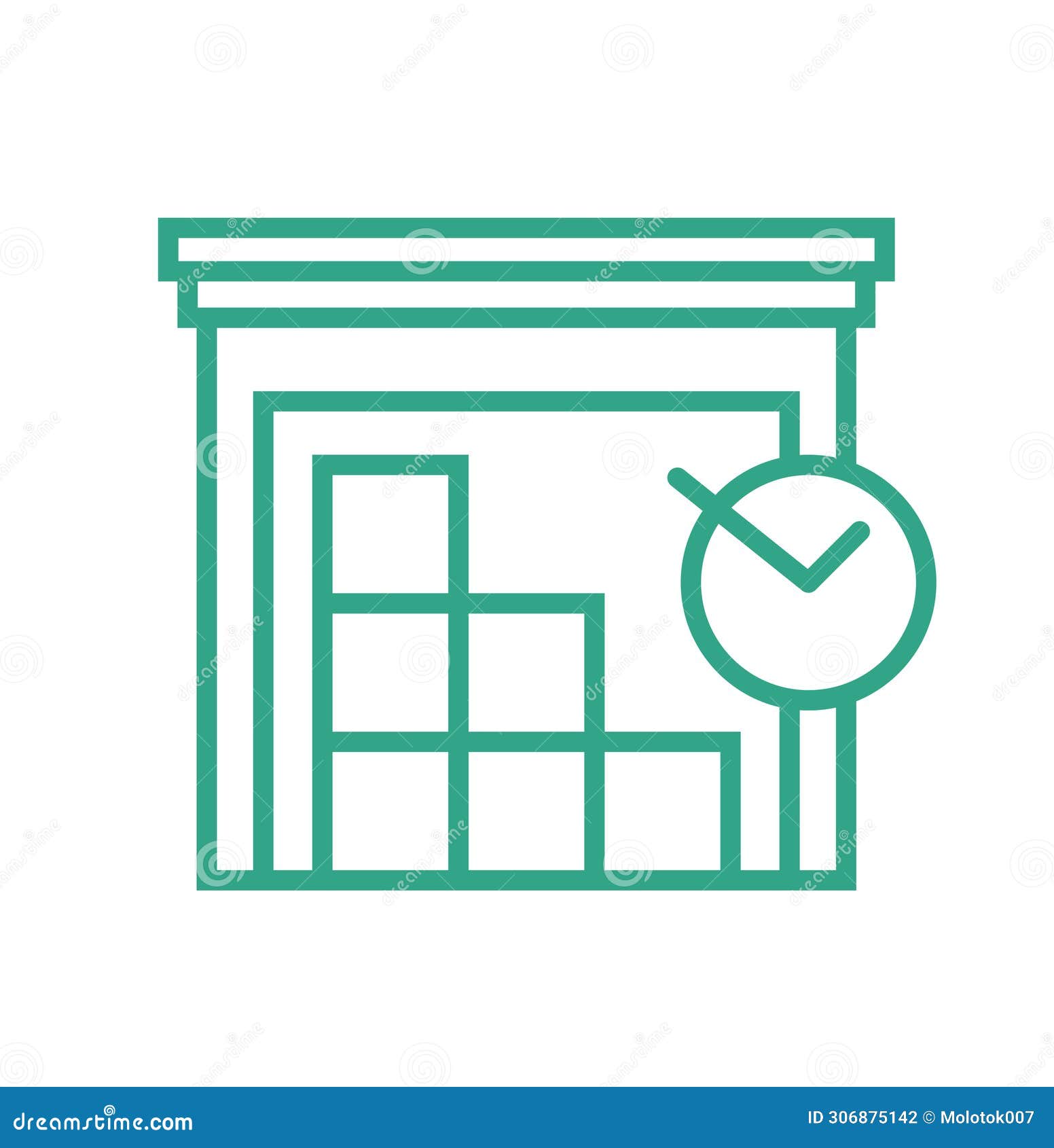 Small Warehouse with Boxes and Check Mark. Outline Icon Isolated on ...