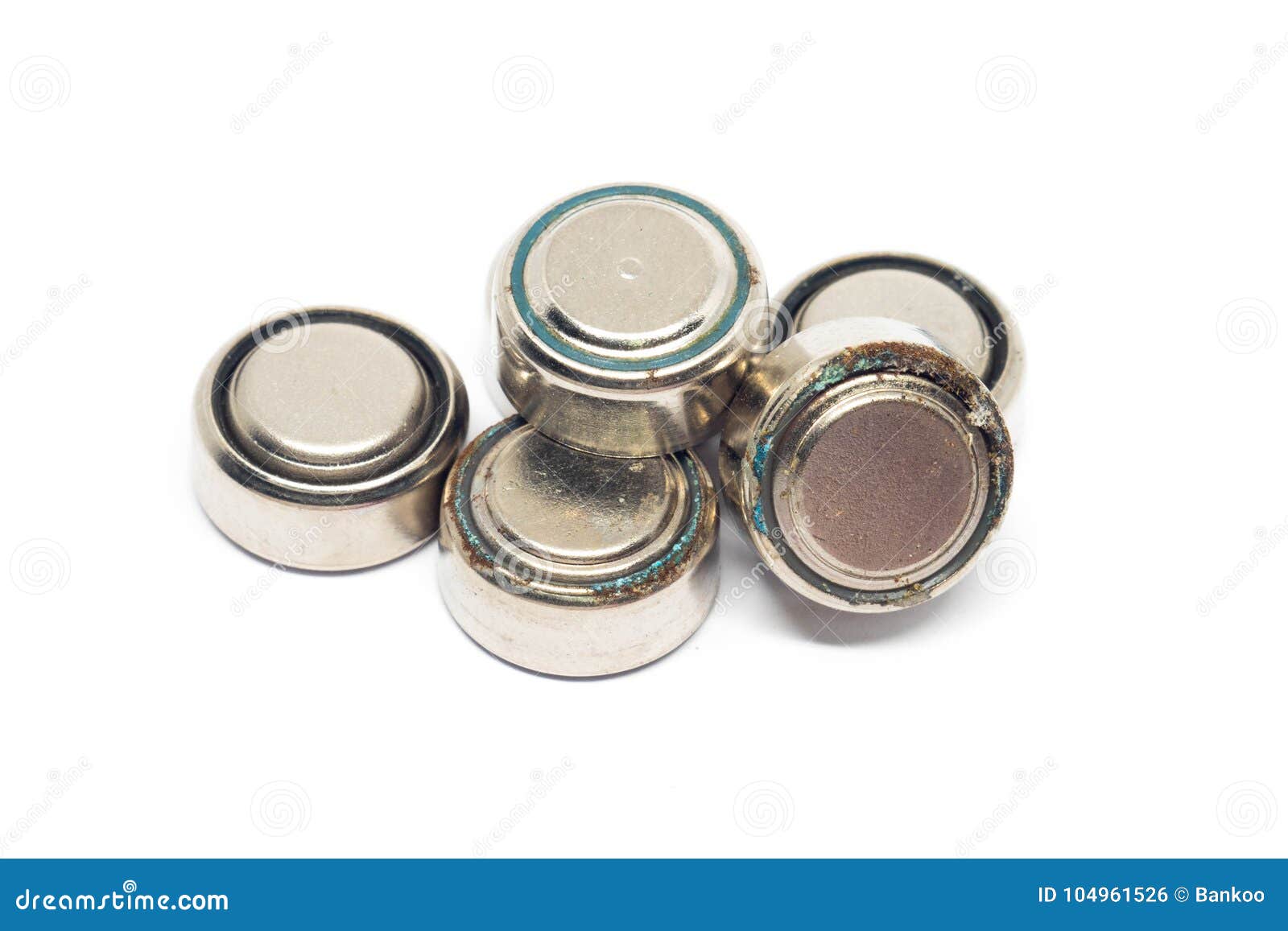 Small Watch Rusty Batteries Isolated on White Background Stock Photo ...