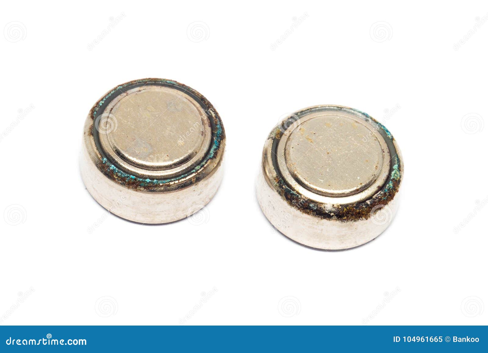 Small Watch Rusty Batteries Isolated on White Background Stock Image ...