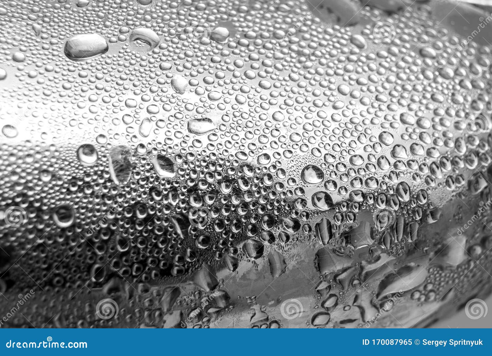 Small Water Droplets on Cold Metal Surface, Condensate, Black and White ...